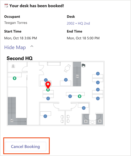 Canceling a Booking with Microsoft Teams