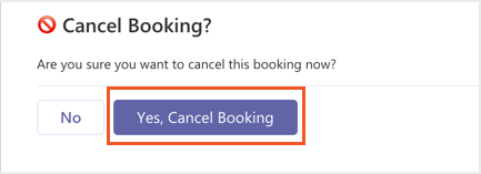 Canceling a Booking with Microsoft Teams
