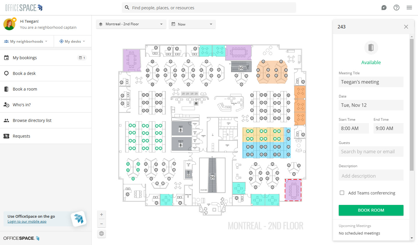 Booking Rooms using Visual Directory
